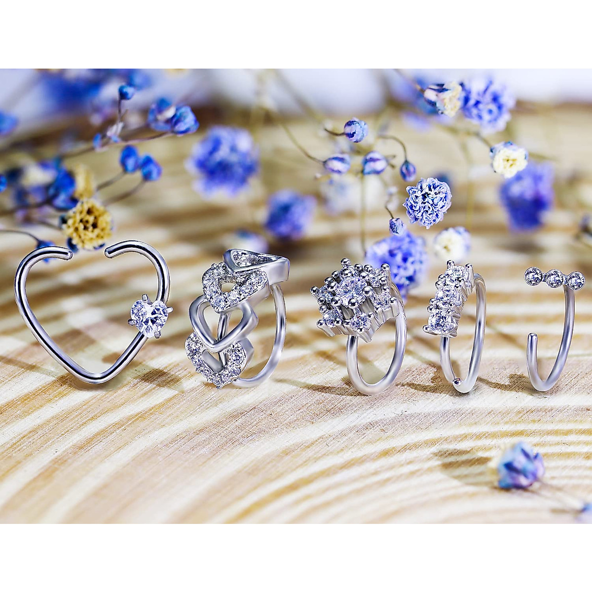 Kridzisw 18g Nose Ring Hoops Stud Piercing Jewelry for Women 316L Stainless Surgical Steel L Shaped Bend Silver Hypoallergenic Nose Nostril Ring Hoop Stud Bone Earrings Piercing Jewelry women Men 2mm