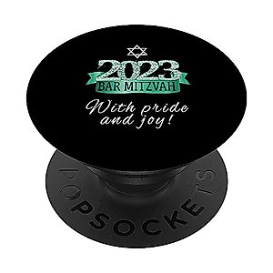 Bar Mitzvah 2023 I With Pride & Joy I Turquoise Banner Decor PopSockets Standard PopGrip