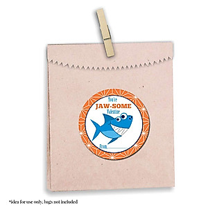 You’re Jawsome Smiling Shark Valentine Party Favor Sticker Labels, 40 2" Party Circle Stickers by AmandaCreation, Great for Classroom Valentines, Envelope Seals, Gifts & Treats