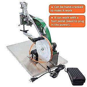 ColouredPeas 2021 Cobbler Sewing Machine 110V 250W Motor with Stainless Steel Base Eletrical and Manual Sets Leather Sewing Machine for Leather/Shoes/Bags/Clothes/Quilts/Coats/Trousers（Green）…