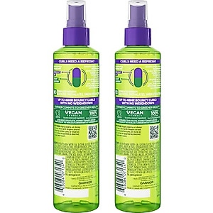 Garnier Fructis Curl Refreshing Reviving Water Spray, Sulfate Free, with Elasto-Protein and Coconut Water, for All Curl Types, 17. fl oz
