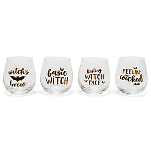 Witchy Wine Glass 16oz Glasses Set of 4 Standard