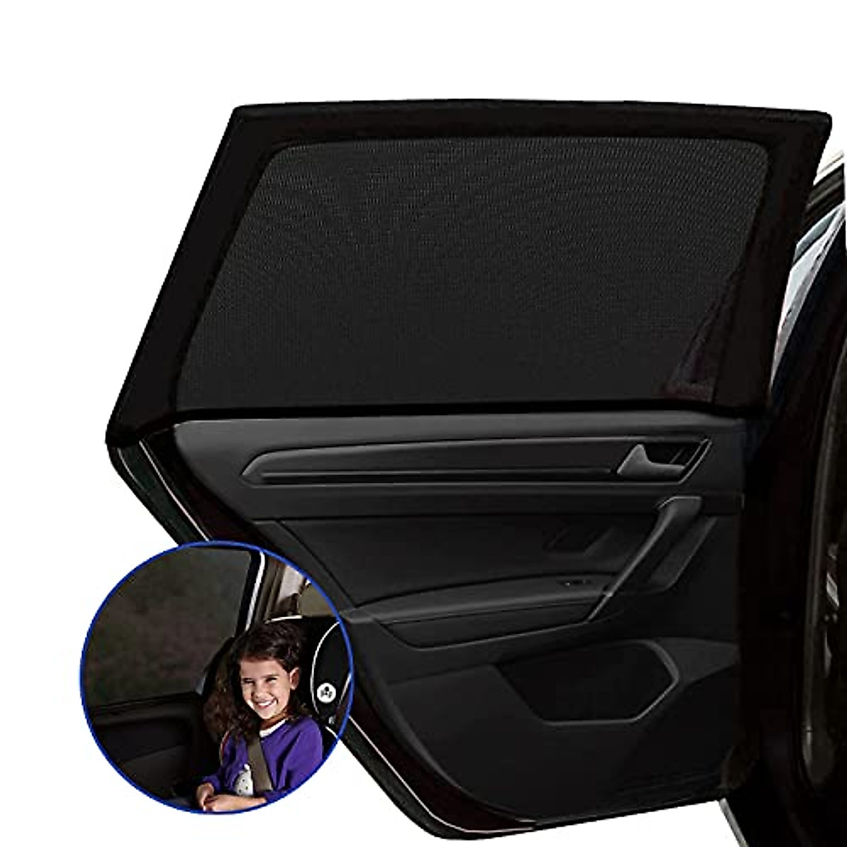 LEMLEON Car Window Shade,Automotive Sun Protection for Baby Windshield Mesh Rear Side Kids Sunlight Protection, Double Venting Design, Universal Fit Most of Cars and SUV's. 2 Pack