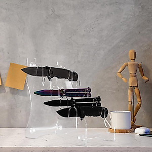 WANLIAN Knife Display Stand,Knife Holder Holds 6 knife,Acrylic Tabletop Knife Rack for Display Survival, Outdoor, EDC Mini Knife,dagger (6 layer stand, Transparent)