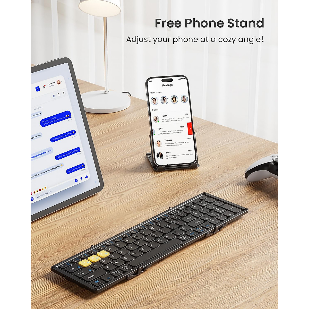 Artciety Foldable Bluetooth Keyboard, Folding Portable Wireless Keyboard with Numeric Keypad, Pocket Travel Keyyboard for MacOS Android Windows iOS, Sync Up to 3 Devices (BT5.1 x 3)