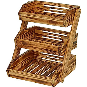 colorthesports Fruit Basket, 3 Tier Fruit Basket for Kitchen, Wooden Fruit Stand for Kitchen Countertop, Fruit Bowl Counter Large Capacity Vegetable Storage Holder, Basket Stand/Fruit Holder