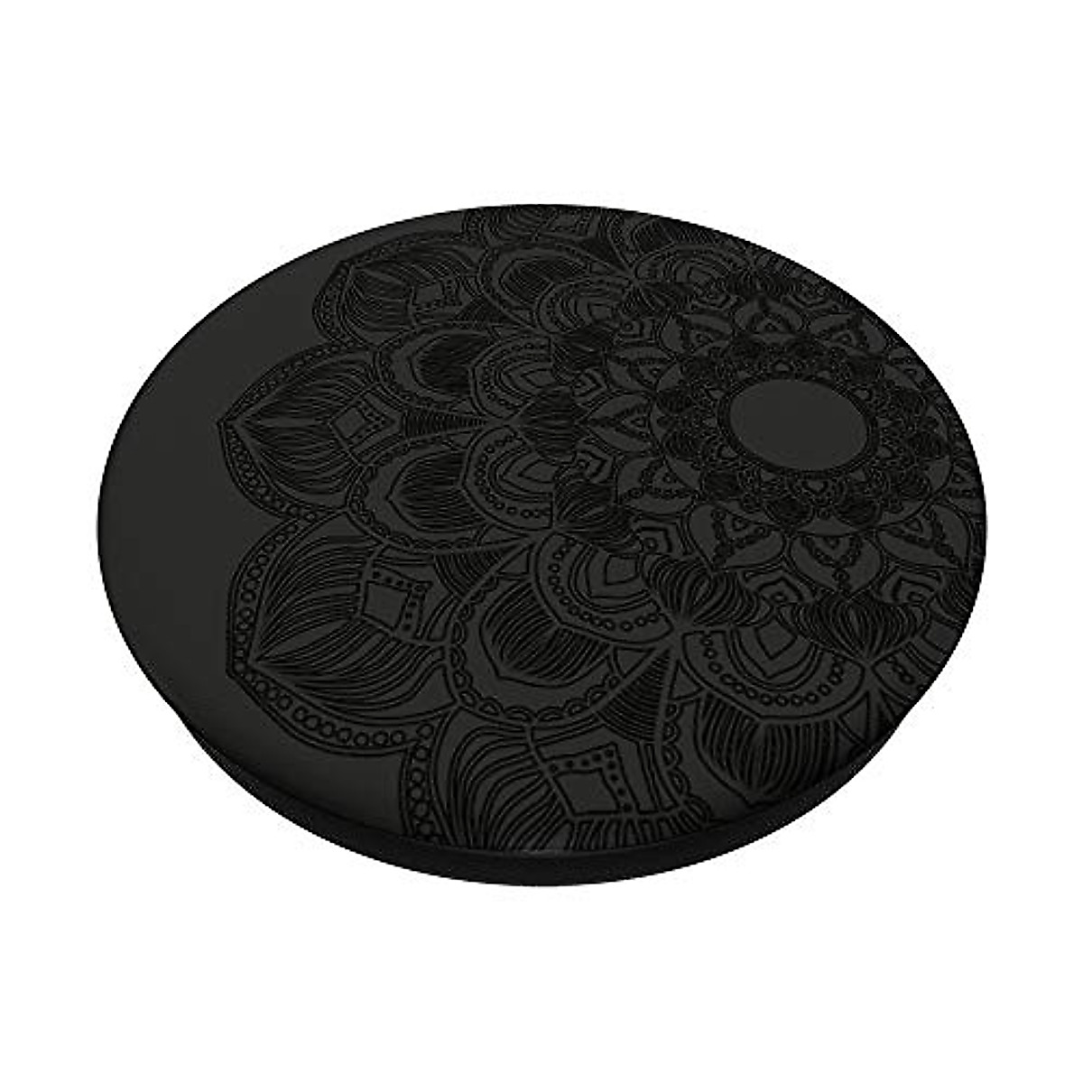 Black Carnation Mandala Floral Lotus Retro Art Zen Yoga Gift PopSockets PopGrip: Swappable Grip for Phones & Tablets