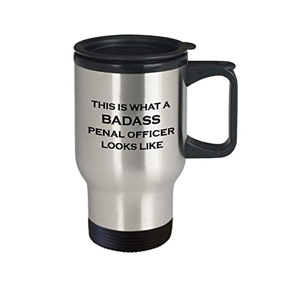Travel Mug Gifts For Penal Officer Coffee Tumbler - This Is What A Badass Looks Like - Thin Gray Line Prison Detention Jailer Jail Guard Corrections Correctional Funny Cute Gag Idea Appreciation