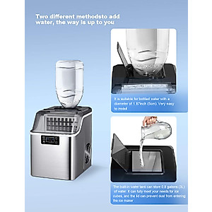 COOLHOME Ice Maker with Self Cleaning, 45Lbs/24H Ice Cube Makers,Stainless Steel Ice Makers Countertop,Tabletop Ice Maker Machine with a Scoop,Perfect for Home Kitchen Office Bar