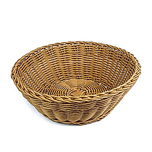 KOVOT Poly-Wicker Round Baskets Set of 2-10.5"D x 4"H Woven Polypropylene