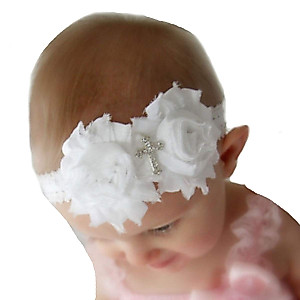 Bloomposh 3pcs Baby Girl Headbands Hairbands Hair Bows Hair Accessories for Newborn Infant Toddlers Kids (White)