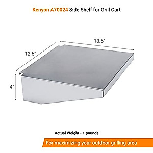 Kenyon A70024 Side Table for Grill Cart, Marine-Grade Stainless Steel Grill Accessory for Use Indoors and Outdoors, Provides Extra Space On The Grill, Easy to Attach and Remove