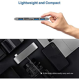 USB Hub Adapter, 5-in-1 USB C Adapter with USB C, 3 USB 3.0 Ports, Micro SD, SD Multiport Adapter Compatible for Mouse, Keytboard, USB Flash Drive and More