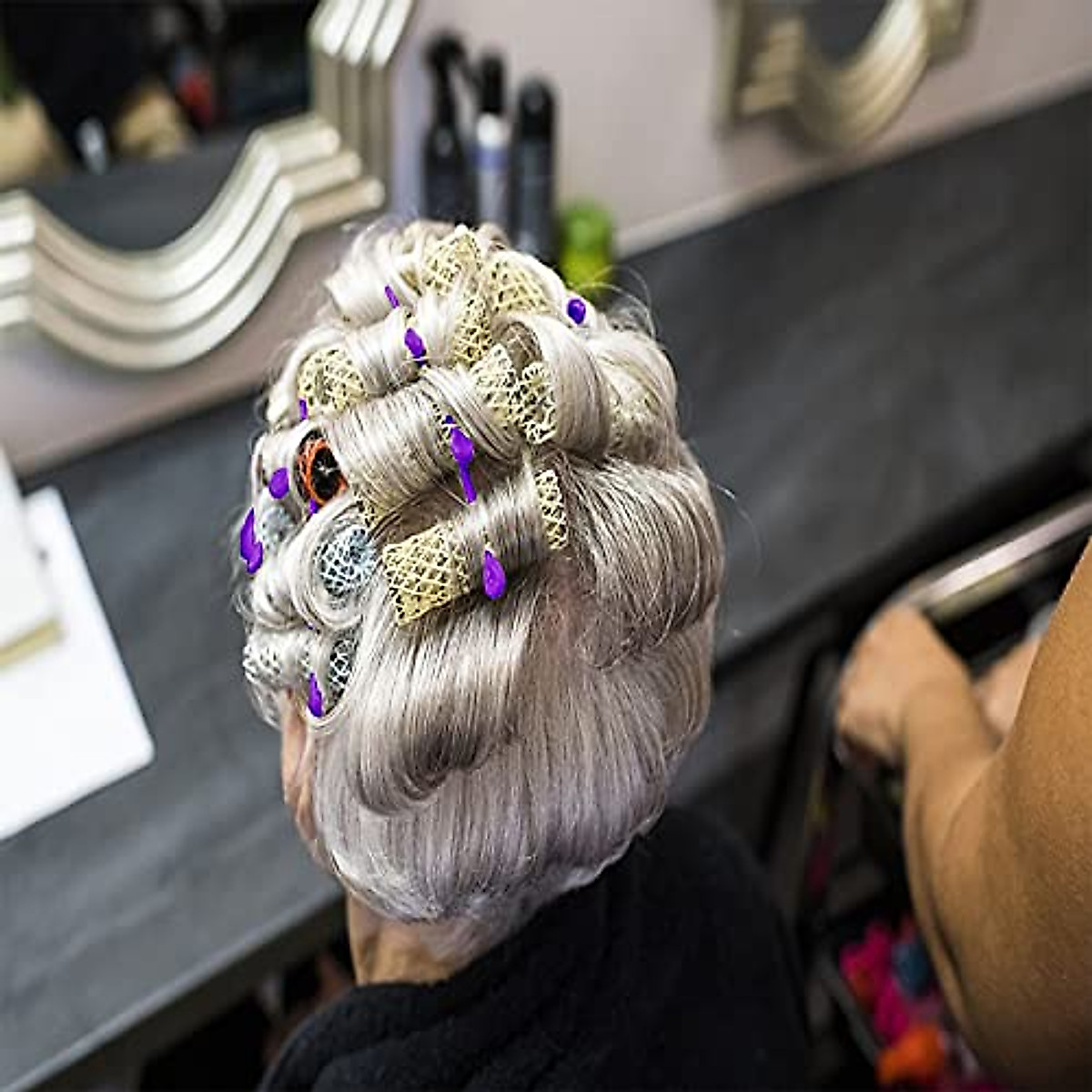 200 Pieces Hair Roller Pins plastic pins roller picks for fixed old fashioned hair rollers and brush roller curlers Hair styling tool needle structure knitting tool (purple)