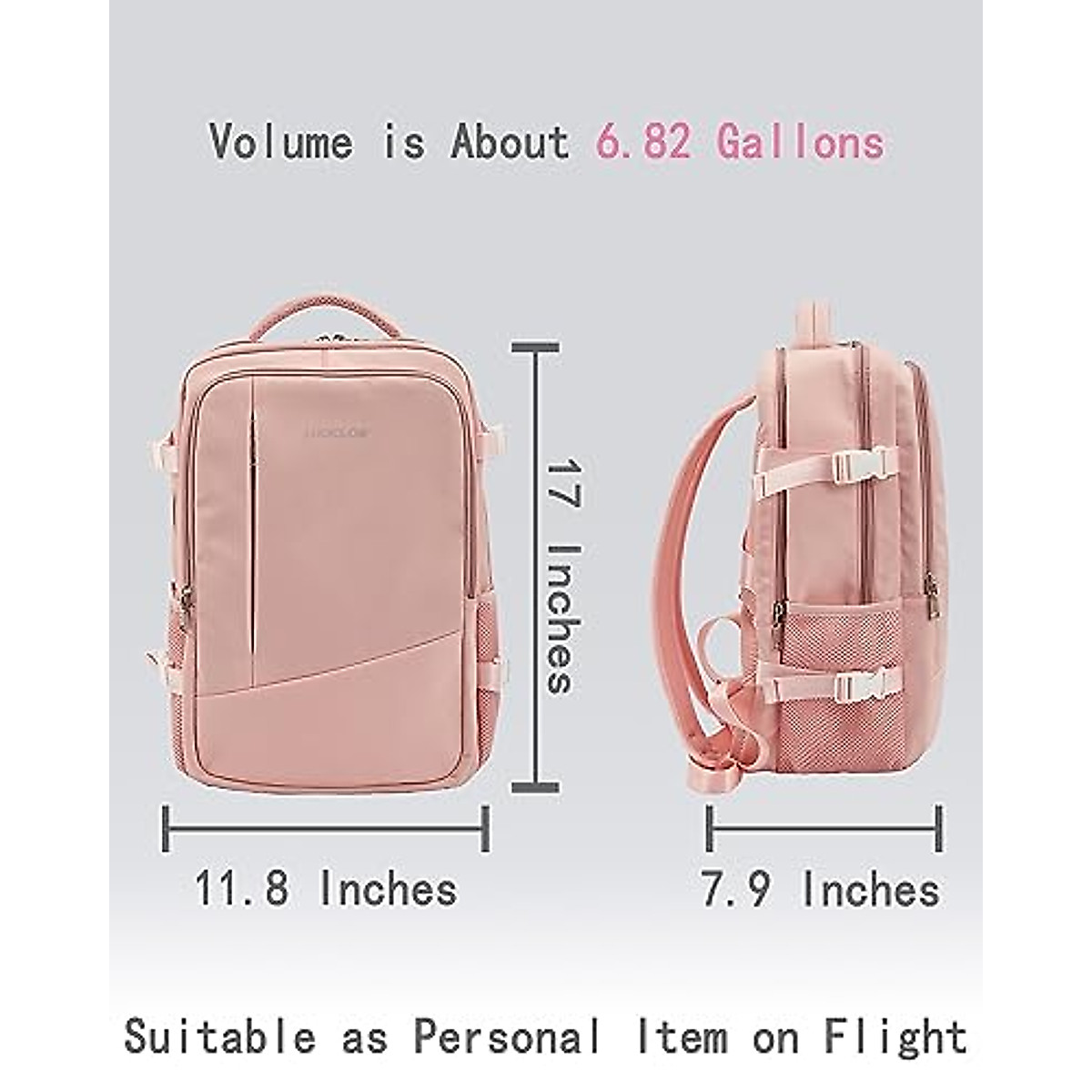 LUCKGLOW Travel Backpack for Women, Pink, Carry on Backpack, Laptop Backpack 15.6 Inch, Travel Essentials, Casual Daypack Backpack