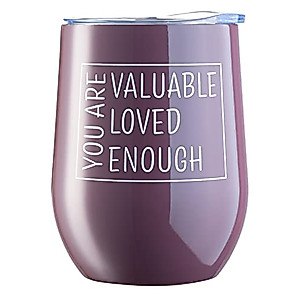 DIVERSEBEE Inspirational Gifts for Women, Men, Best Friend, Mom, Sister, Wife, Girlfriend, Boss, Coworker, Nurses, Thank You Encouragement Birthday Wine Gifts,Insulated Wine Tumbler with Lid (Plum)