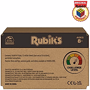Rubik's Cube, Original 3x3 Puzzle Brain Teaser Fidget Toy with Removable Interchangeable Mod Stickers to Customize, for Adults & Kids Ages 8 and up