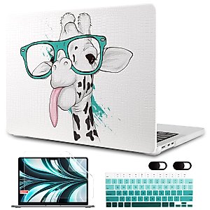 MEEgoodo for MacBook Air 13.6 inch Case 2024 2022 A3113 A2681 M3/M2 Chip, Crocodile Laptop Hard Shell Cases with Keyboard Cover & Camera Cover Compatible with MacBook Air M2 Case, Funny Giraffe