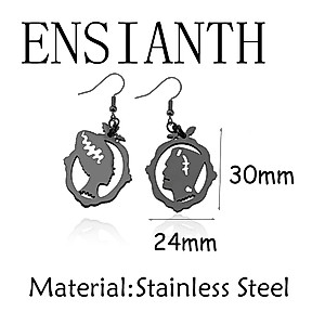 ENSIANTH Frankenstein Couple Gift Frankenstein's Monster & His Bride Earrings Horror Movie Gift Halloween Party Jewelry (Frank Earrings)