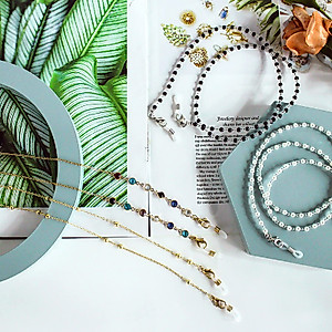 ONESING 4 Pcs Eyeglass Chains for Women Eyeglasses Strap Holder Beaded Glass Chains Glasses Lanyard Glasses Necklace Eyewear Retainer