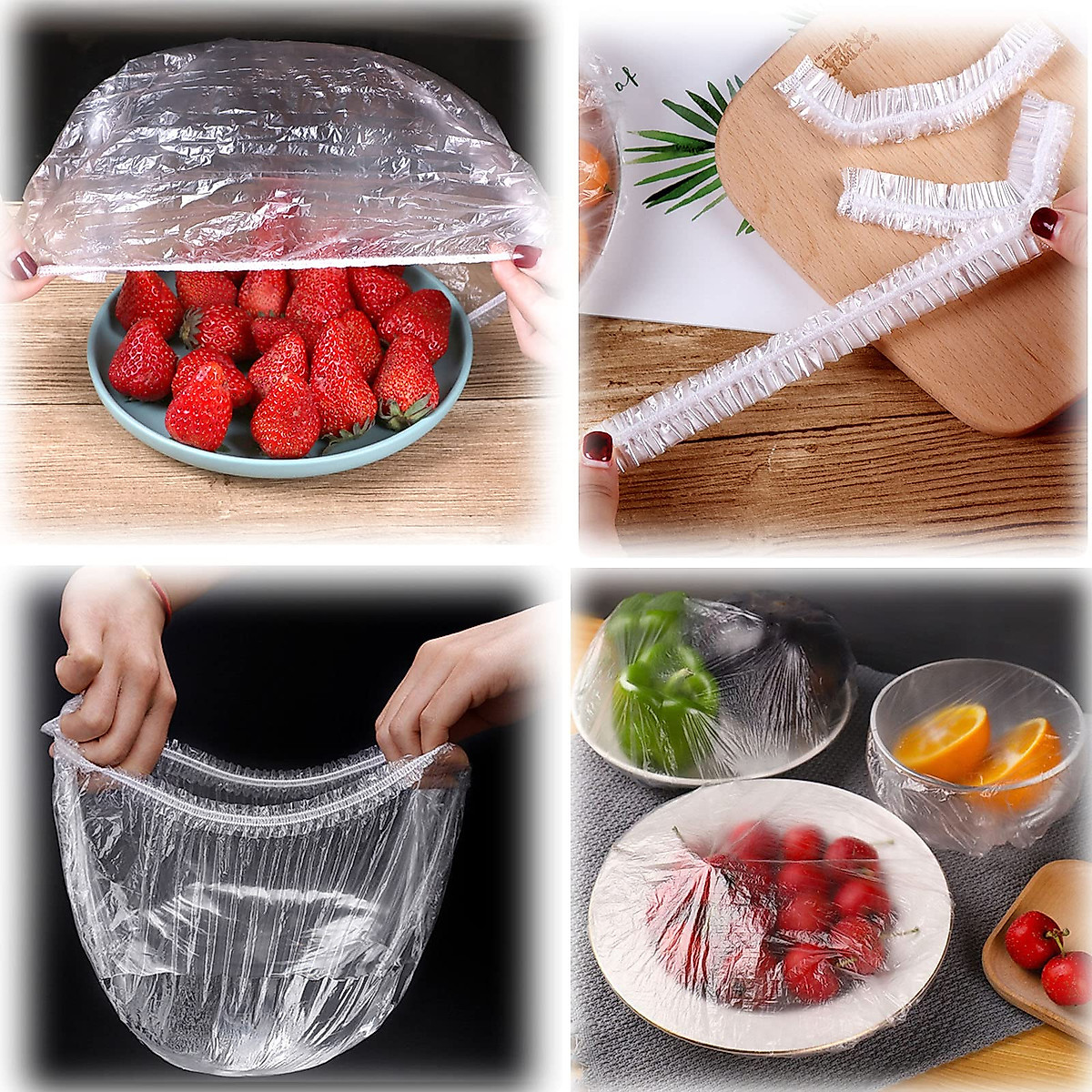 Plastic Wrap Storage Box with 200pcs Disposable Cling Film Cover, 2023 New Wall-Mounted Punch-Free Fresh Keeping Bag Storage Box, Extractable Food Wrap Shower Caps Organizer for Kitchen Bathroom (B-Green)