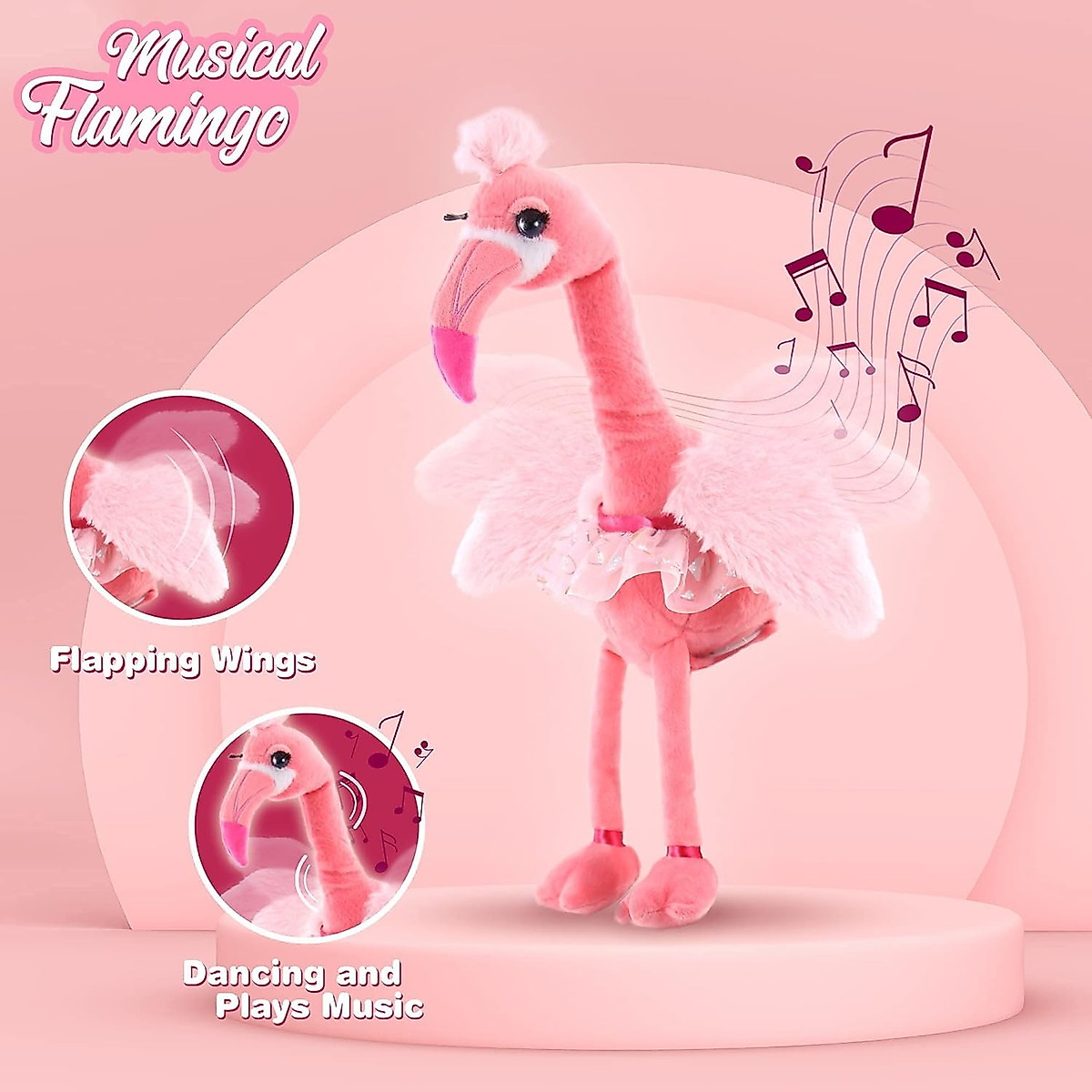 Dancing Flamingo Toy - Interactive Toddler Toys - Cute and Soft Singing Stuffed Live Animals for Baby - Little Live Pets Baby Girl Toys- Stuffed Plush, for Girls and Boys 3+