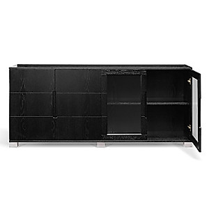 Zuri Furniture Hayes Modern Cabinet with Glass Doors - Black Oak