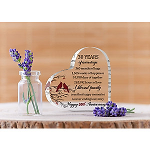 Ywkuiev Happy Anniversary Wedding Hearts Acrylic Keepsake Decor for Wife Husband Girlfriend Boyfriend Couple Parent Women Men Marriage Anniversary Birthday Christmas Keepsake Gift (30th)