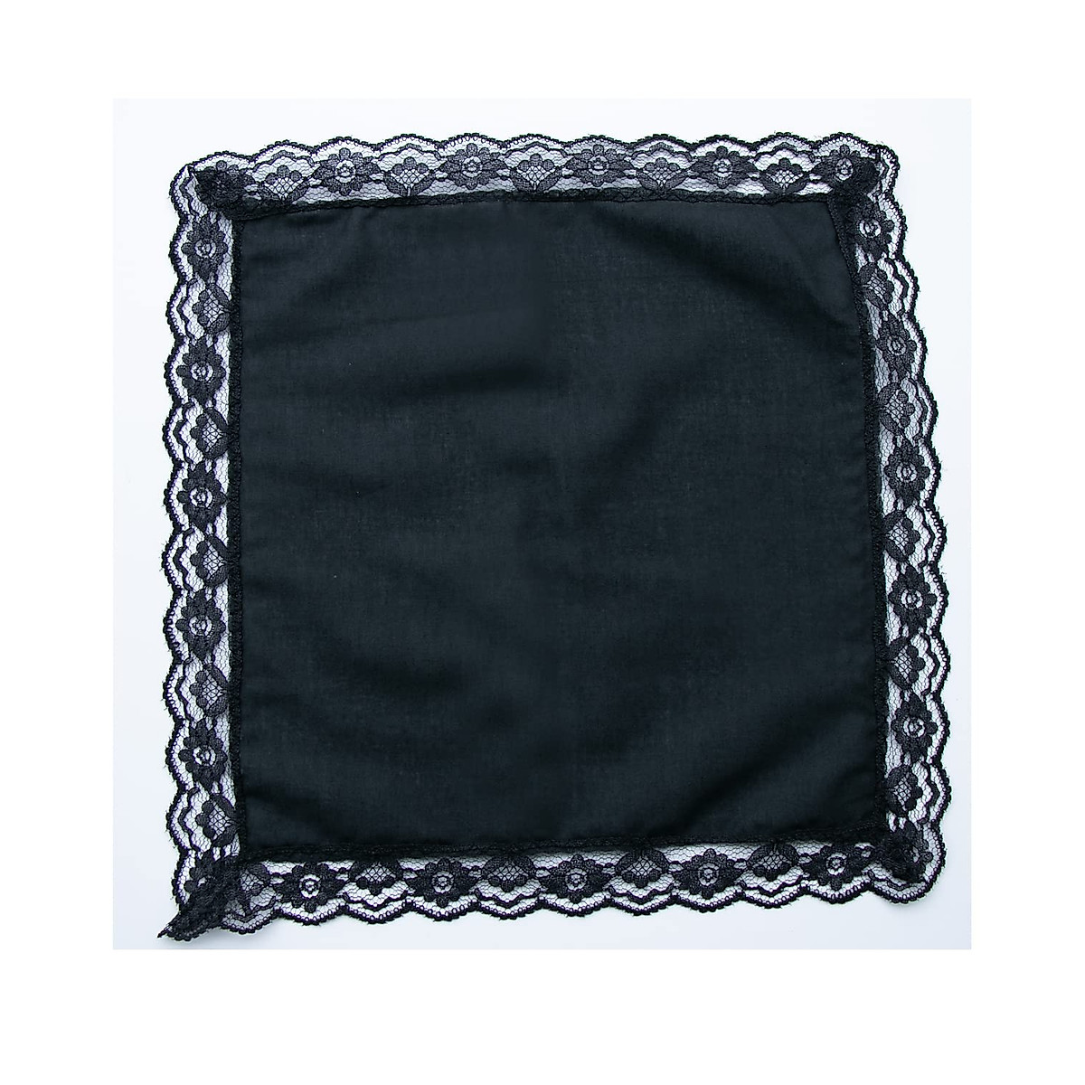 COCOUSM Ladies Handkerchiefs with Lace Pure Cotton Womens Hankies Black 3PCS