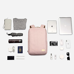 Nordace - Smart Backpack Siena 19L-volt laptop compartment USB connection water-resistant weight: 0.88 kg luggage strap security pocket water bottle slim design, pink