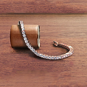 Savlano 14K Gold Plated Cubic Zirconia Round 4MM Classic Tennis 7.5 in Bracelet For Women (3 Pack Tri-Color Set)