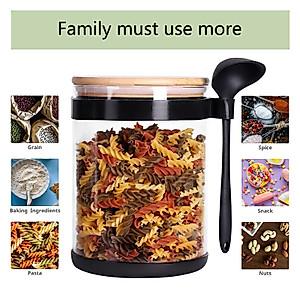 2PCS Large Glass Kitchen Canisters with Spoon and Airtight Bamboo Lids, 100 OZ Glass Storage Container for Flour, Glass Flour and Sugar Jars for Coffee, Rice Storage