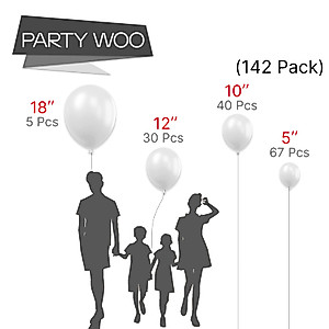 PartyWoo Pearl White Balloons 142 pcs White Balloons Pearl Balloons Different Sizes Pack of 18 12 10 5 Inch White Pearl Balloon Arch Kit Balloon Garland for Wedding Bridal Party Decorations White-Z30