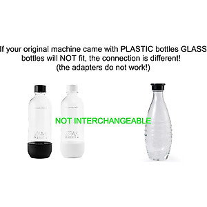 2 Glass Bottles for (NOT INTERCHANGEABLE WITH PLASTIC) SodaStream Aqua Fizz, Crystal and Penguin Carbonating Sparkling Water Machines