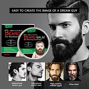 AICHUN BEAUTY Men Beard Care Moisturizing Organic Growth Wax 100% Natural Beard Balm For Men 60g / 2.11oz