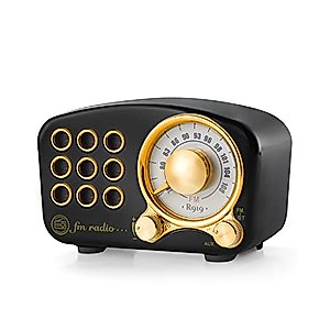 Retro Radio Bluetooth Speaker, Vintage Radio FM Radio with Old Fashioned Classic Style, Strong Bass Enhancement, Loud Volume, Bluetooth 5.0 Connection, TF Card Slot and MP3 Player (Black)