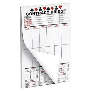 Best Paper Greetings 250 Sheets Contract Bridge Score Pads and Tallies, Game Scoring Cards Supplies, Large Print with Trick Values (5 Notepads)