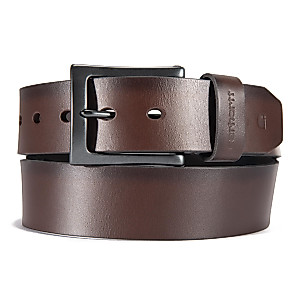 Carhartt mens Belt, Casual Rugged for Men, Available in Multiple Styles, Colors & Sizes apparel belts, Burnished Leather (Brown), 36 US