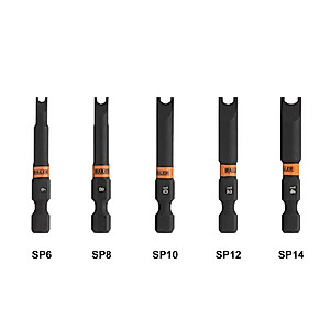 Spanner Screwdriver Bit Set - Railer 5PC S2 Steel 2" Spanner Snake Eyes Impact Driver Bit Set With A Tool Storage Bit Holder & Carabiner