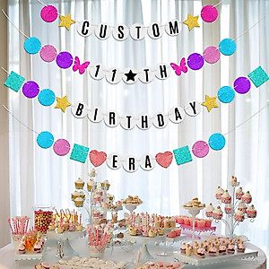 Customizable Friendship Bracelet Happy Birthday Banner Sparkle Paper Tour Decorations Giant Friendship Bracelet Garland For Double Digits Bday Graduation In My Teenage Birthday Eras Party Supply
