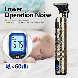 Professional Hair Trimmer for Men Cordless Hair Clippers LCD display Zero Gapped T Blade Rechargeable Multifunctional for Barber Family LCD-Skull-bronze