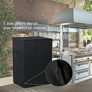 BOSKING Patio Mini Refrigerator Cover Outdoor Fridge Dust Cover with Storage Pocket 420D Heavy Duty Waterproof Chest Freezer Cover Compact Refrigerator Covers Square Furniture Protective Cover