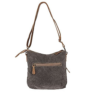Myra Bag Coffee Canvas Small & Crossbody Bag Upcycled Canvas, Leather & Rug S-2156