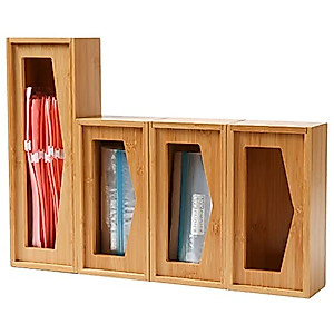 Baggie Organizer For Drawer | Bamboo Storage Containers, Fits Gallon Ziploc Bags, Saran Wrap, Foil Aluminum Roll, Plastic Bag Organizer | Kitchen Storage Containers Drawer Organizer Kitchen Utensils