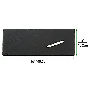 mDesign Slate Stone Gourmet Chalkboard Serving Platter, Cheese Board, Charcuterie Tray with Natural Edge and Chalk Pencils for Cheese, Meats, Appetizers, Dried Fruits, and Food - 4 Pack - Black