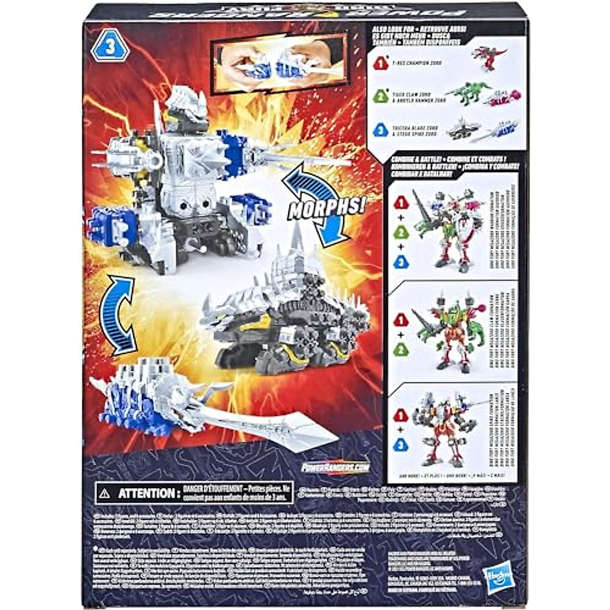 Power Rangers Dino Fury Blue Tricera Blade and Black Stego Spike Zord Toys for Kids Ages 4 and Up Zord Link Mix-and-Match Custom Build System