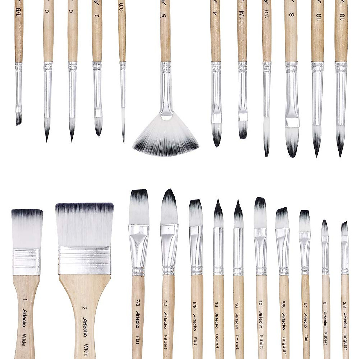 Artecho 24 PCS Paint Brushes for Acrylic Painting, Acrylic Paint Brushes for Oil, Watercolor, Acrylic, Gouache and Canvas Painting