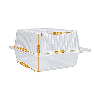 Clear Hinged Plastic Containers with Lids,50PC Square Hinged Food Individual Cake Slice Containers Disposable Plastic Clamshell Takeout Tray for Salads,Sandwiches 5.3x4.7x2.8 Inch