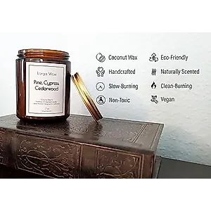 All-Natural Pine, Cypress, Cedarwood Aromatherapy Essential Oil Candle, Safe for People and Pets, Made with Pure Sustainable Organic Vegan Coconut Wax, Allergy Friendly, Non Toxic, Zero Waste