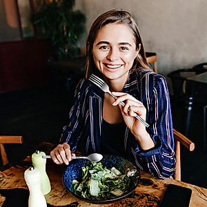 GEEHUA Extendable Fork Spoon, Telescopic Fork and Spoon Set Stainless Steel Long Fork Retractable Dining Spoons Expandable Extension Fork Spoon for BBQ Fruit Dessert Extender to 25.2"